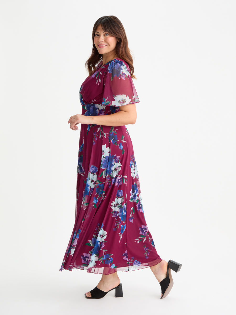 Isabelle Wine Blue Float Sleeve Maxi Dress – Scarlett & Jo