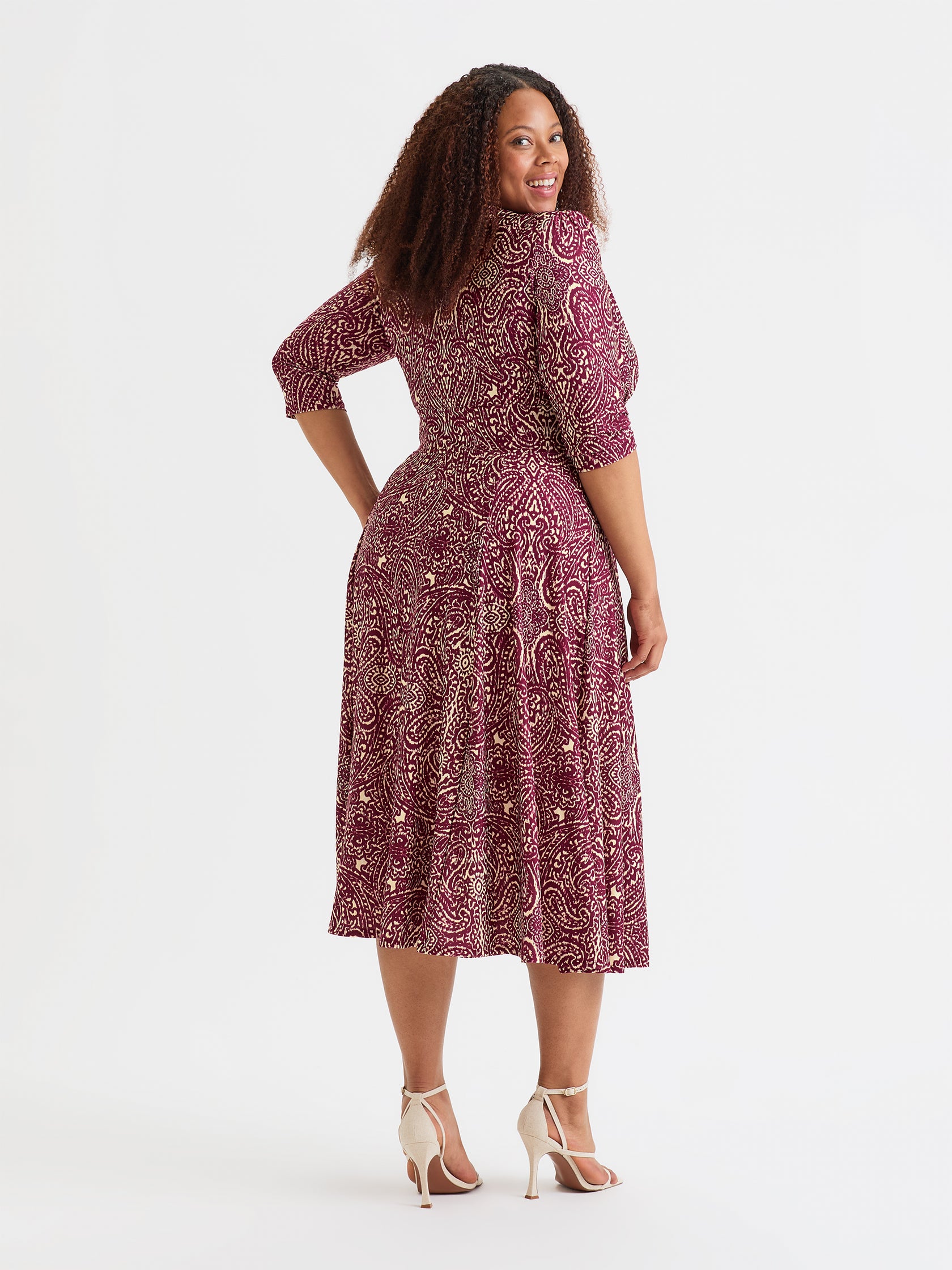 Helena Wine Cream Midi Dress – Scarlett & Jo