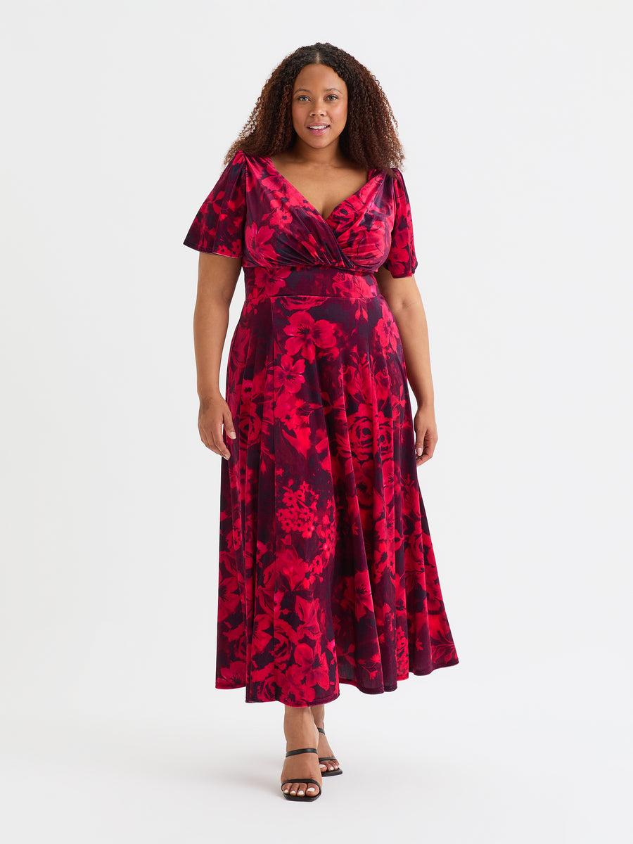 Isabelle Wine Red Velvet Float Sleeve Maxi Dress – Scarlett & Jo