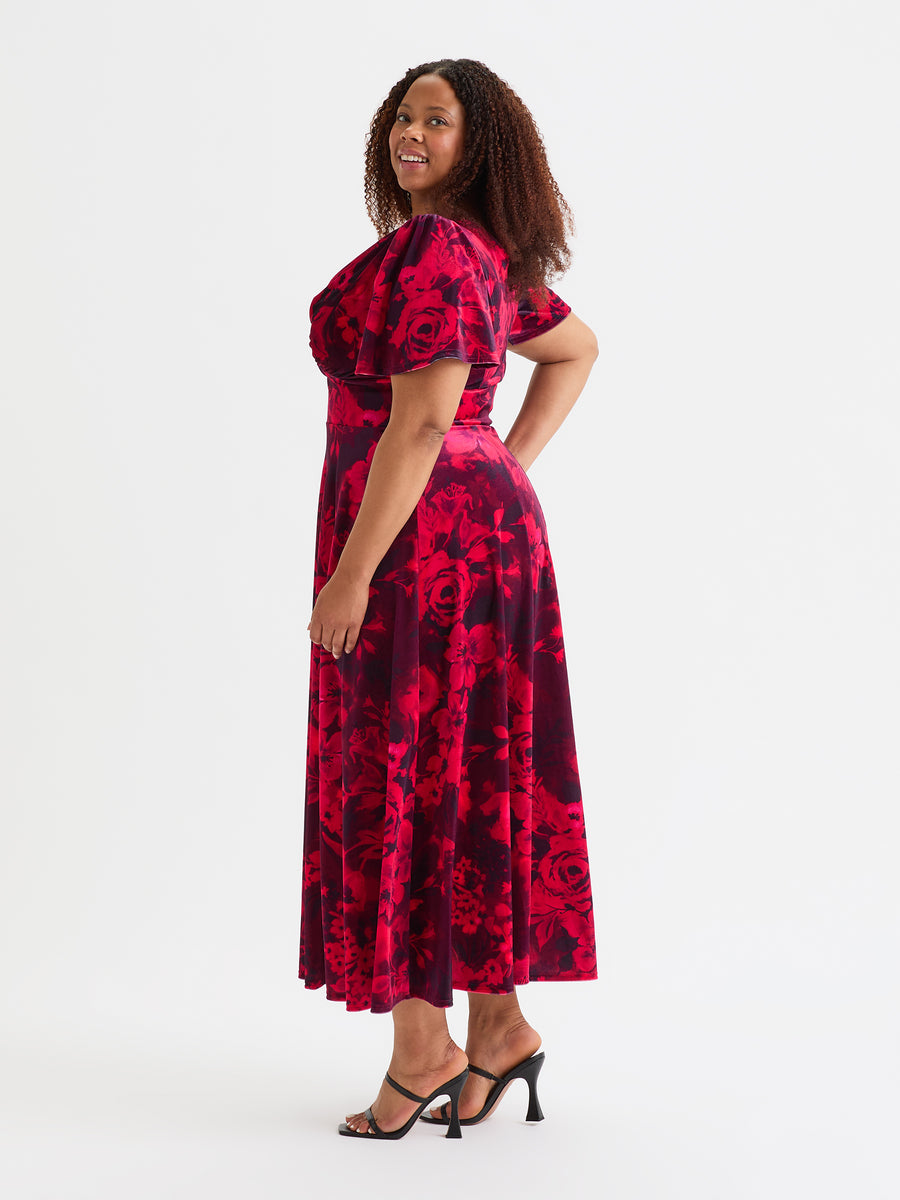 Isabelle Wine Red Velvet Float Sleeve Maxi Dress – Scarlett & Jo