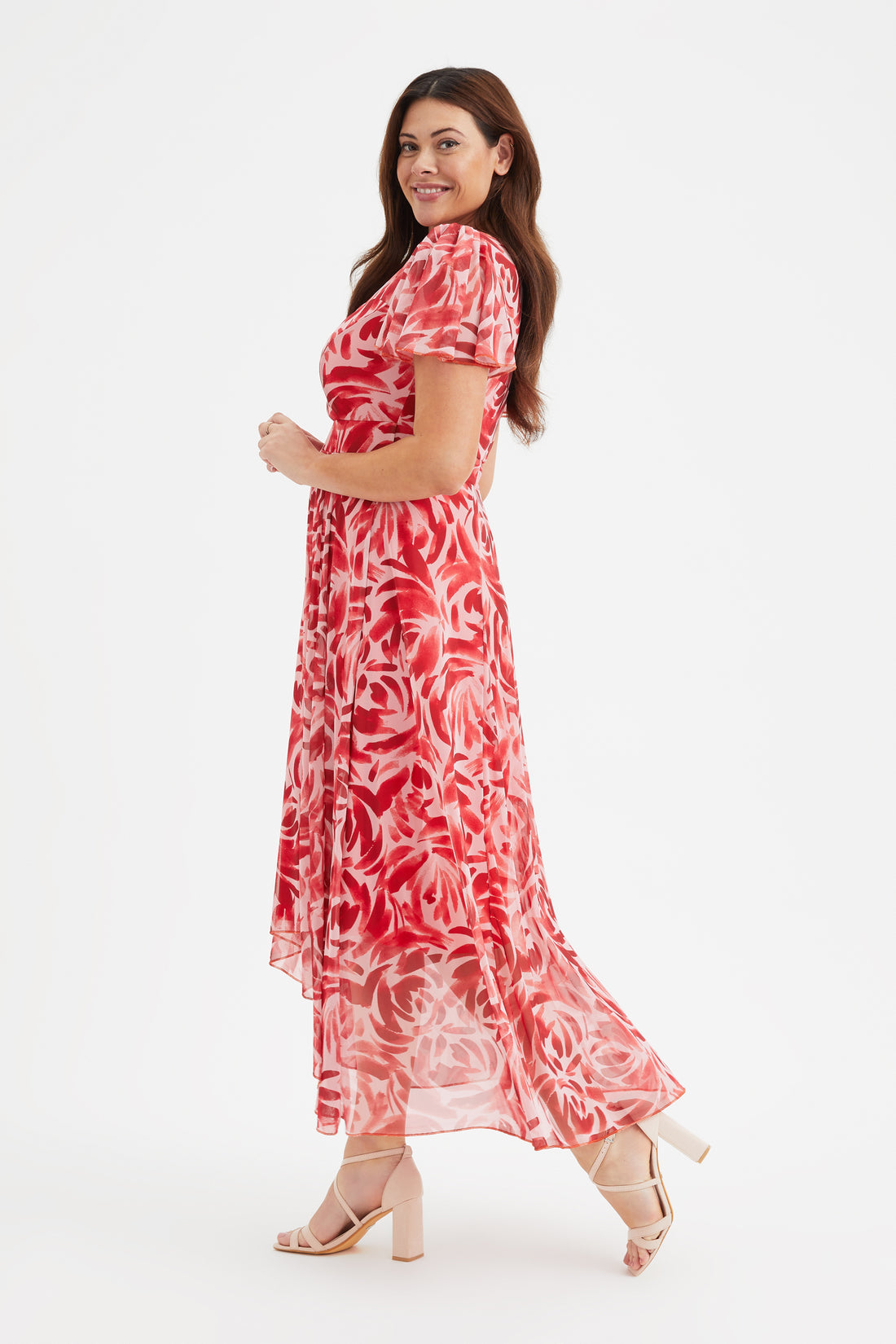 Tilly Red Batique Print Angel Sleeve Sweetheart Dress – Scarlett & Jo