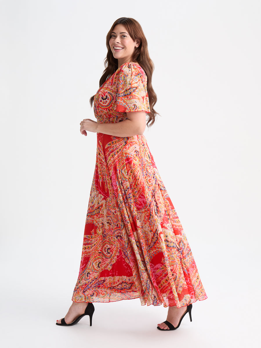 Isabelle Orange Paisley Float Sleeve Maxi Dress – Scarlett & Jo