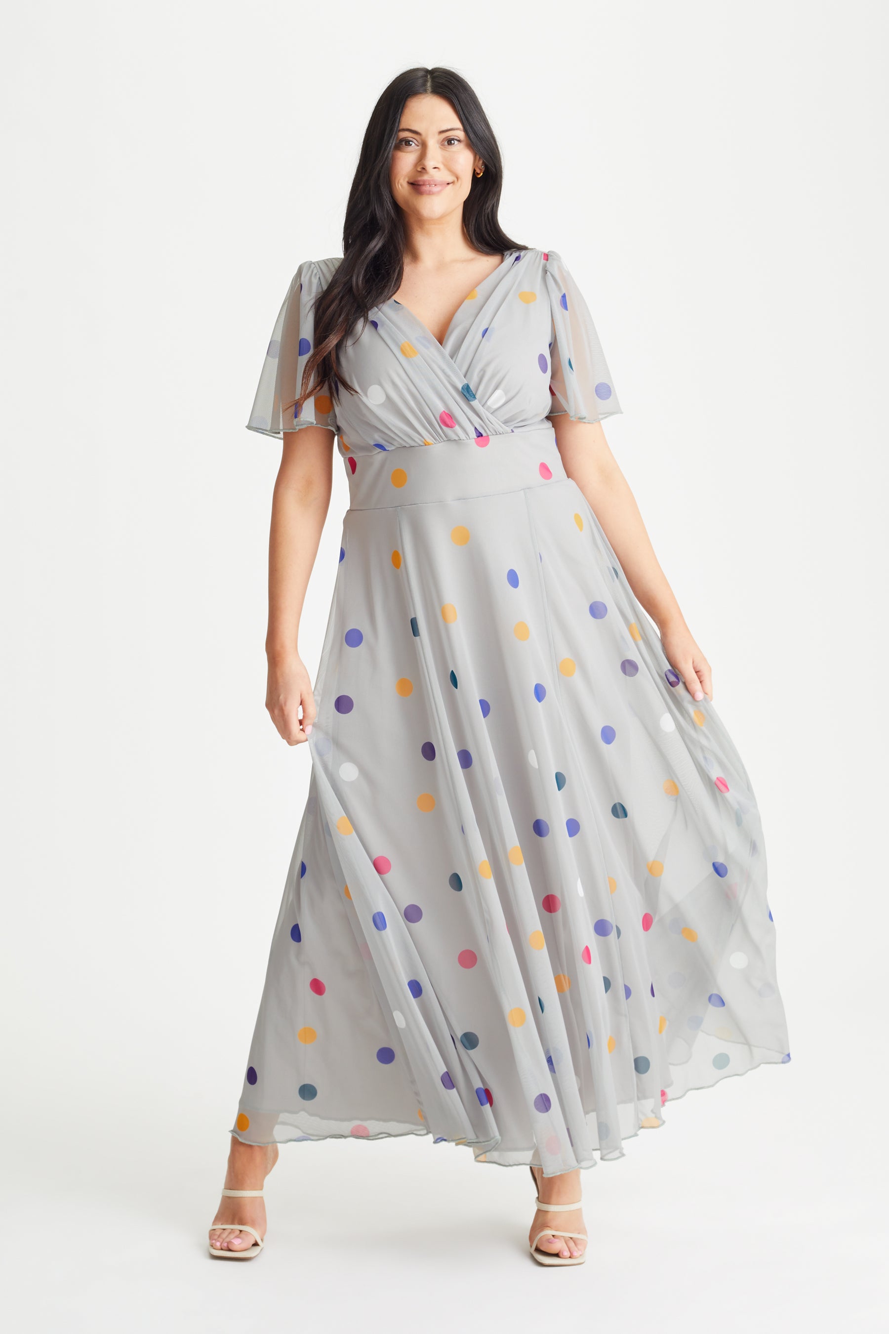 Isabelle Silver Spot Float Sleeve Maxi Dress – Scarlett & Jo
