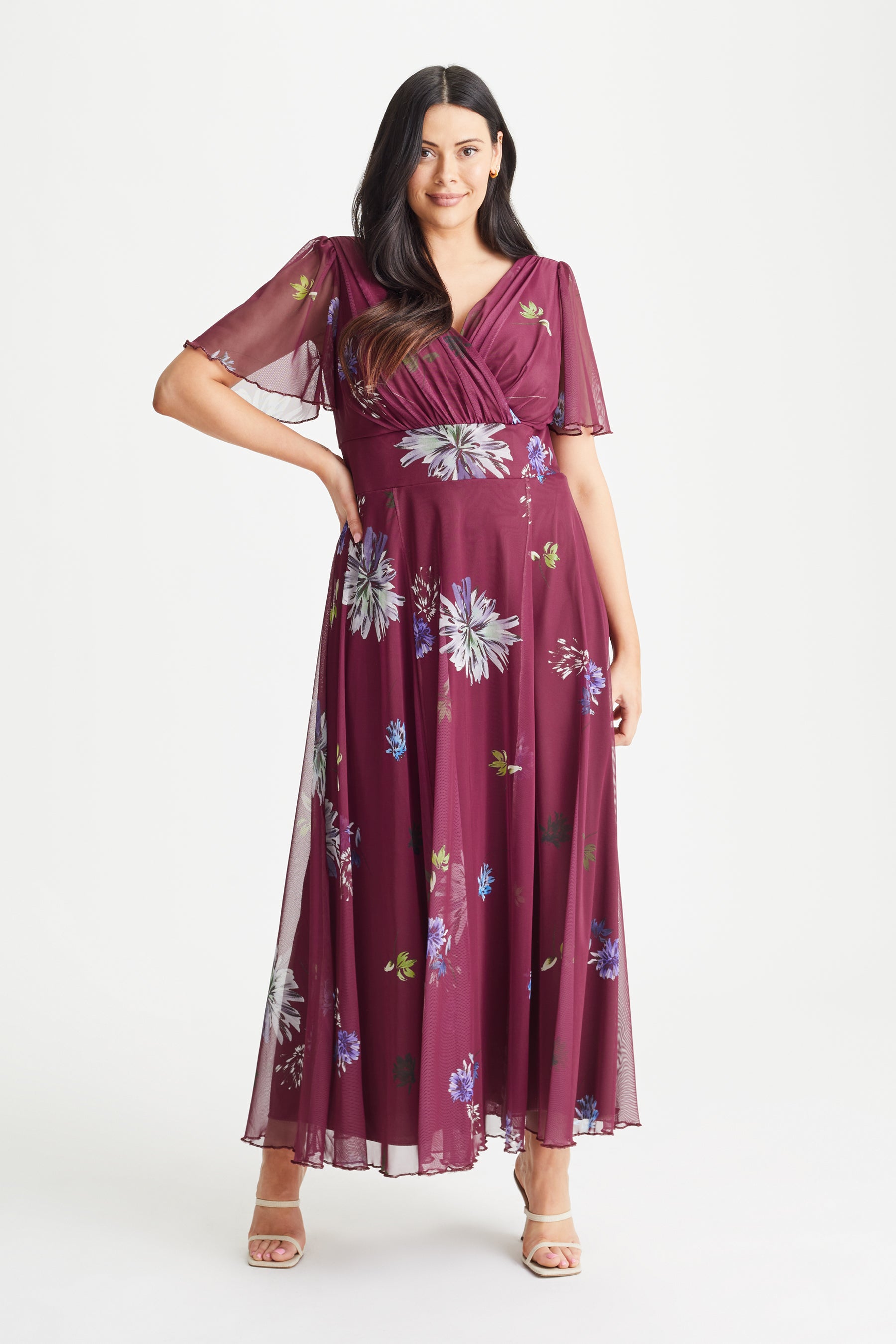 Isabelle Magenta Dandelion Float Sleeve Maxi Dress – Scarlett & Jo