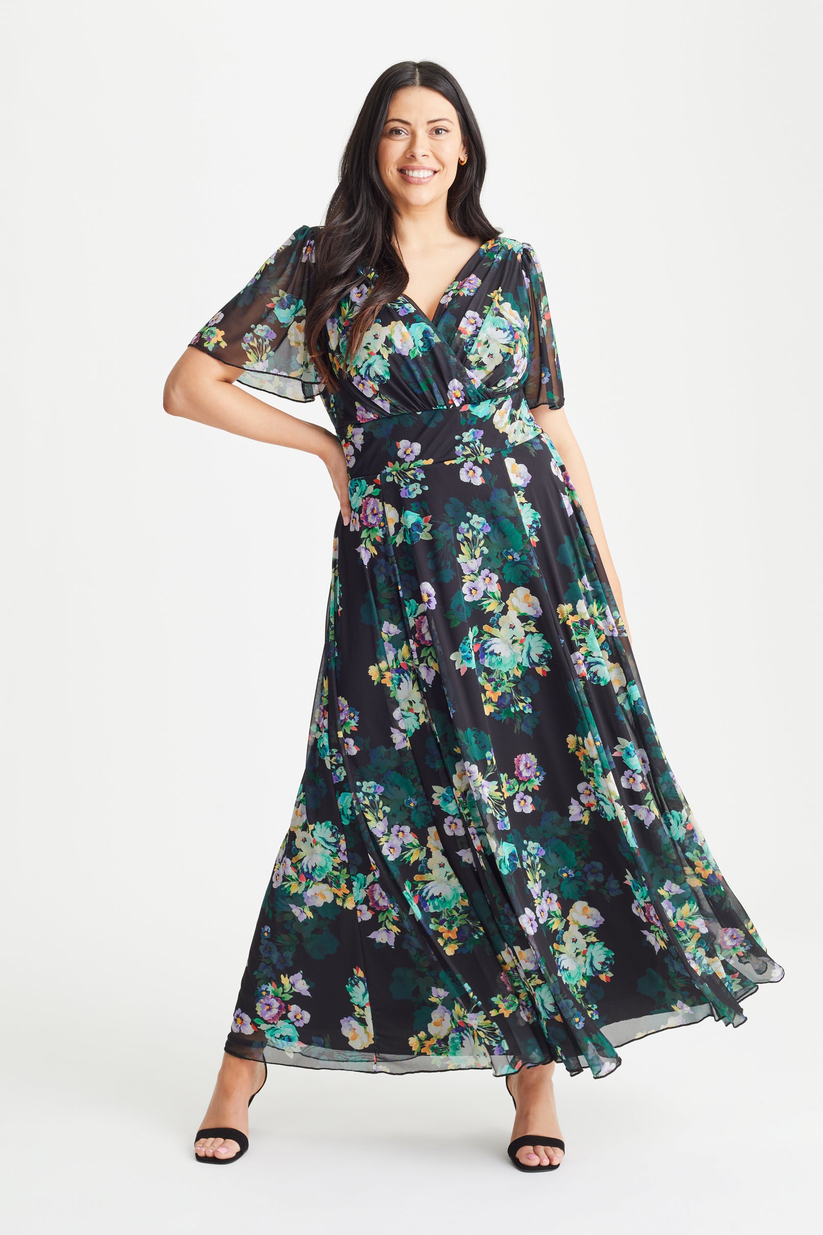 Isabelle Black Blue Float Sleeve Maxi Dress – Scarlett & Jo