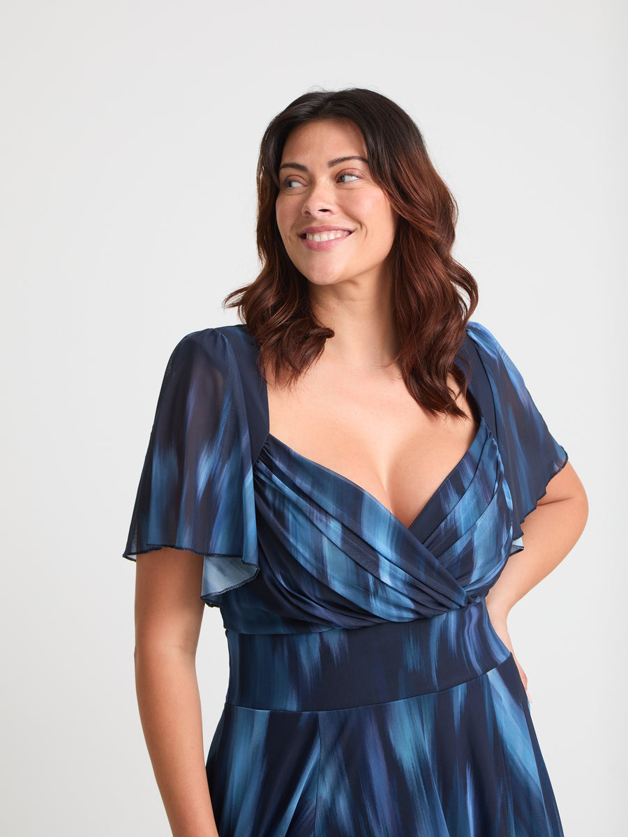 Kemi Navy Ombre Print Bolero Wrap Bodice Maxi Gown – Scarlett & Jo
