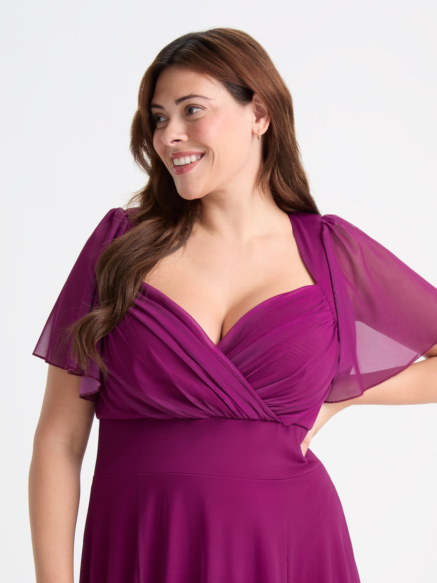 Liz Solid Mulberry Bolero Wrap Bodice Midi Dress – Scarlett & Jo