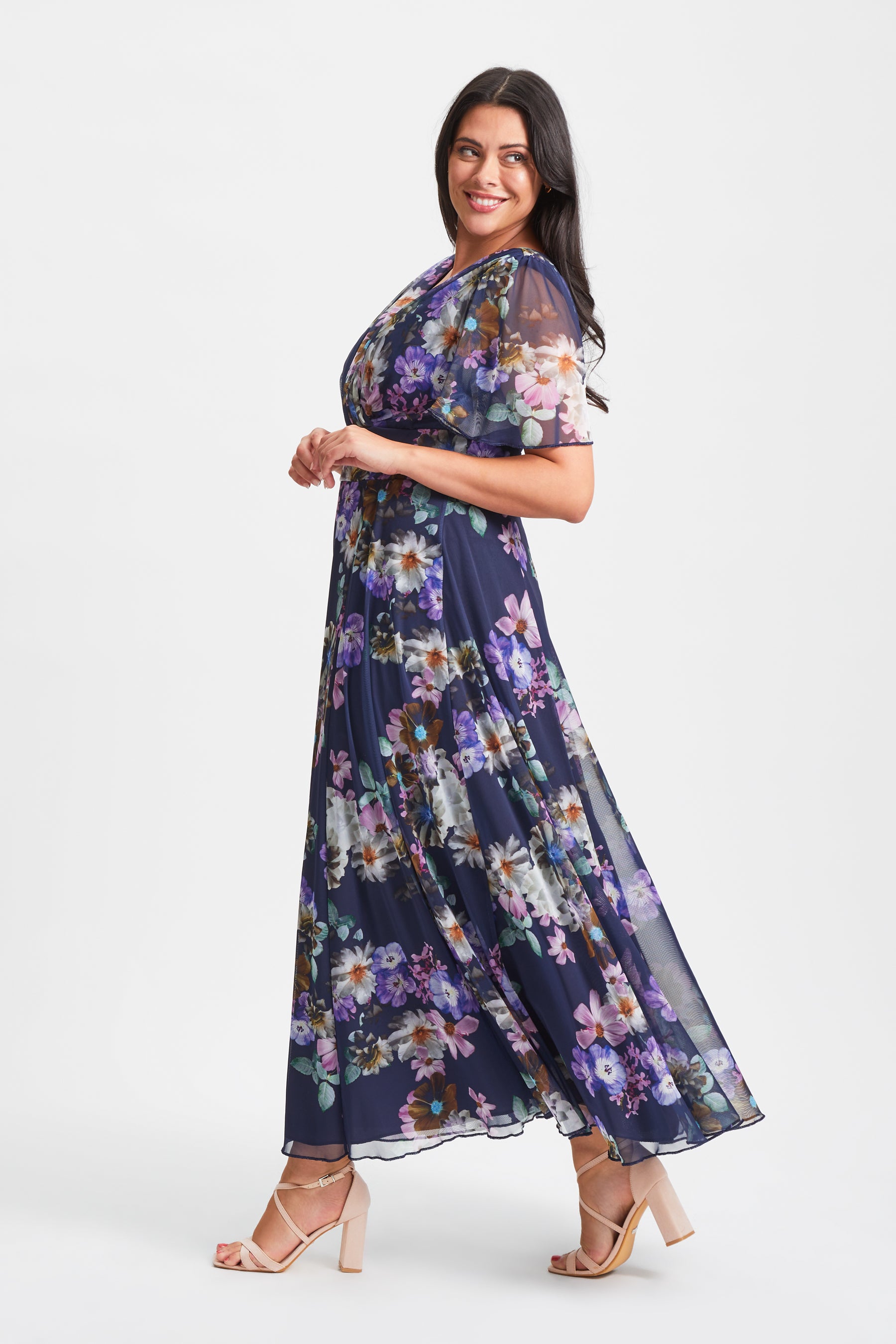 Isabelle Dark Navy Multi Float Sleeve Maxi Dress – Scarlett & Jo