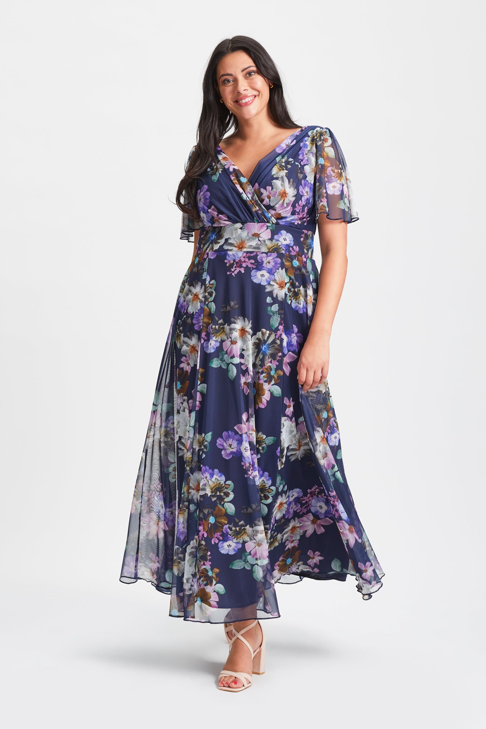 Isabelle Dark Navy Multi Float Sleeve Maxi Dress – Scarlett & Jo