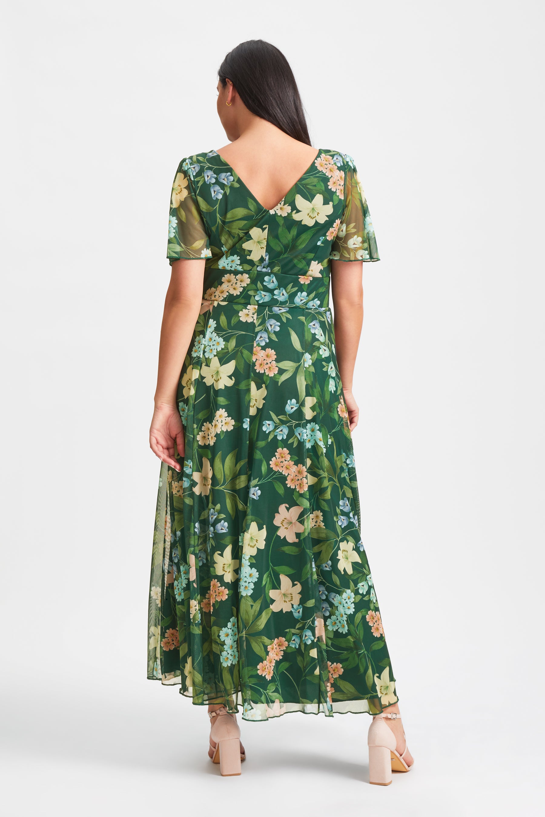 Isabelle Dark Green Multi Float Sleeve Maxi Dress – Scarlett & Jo
