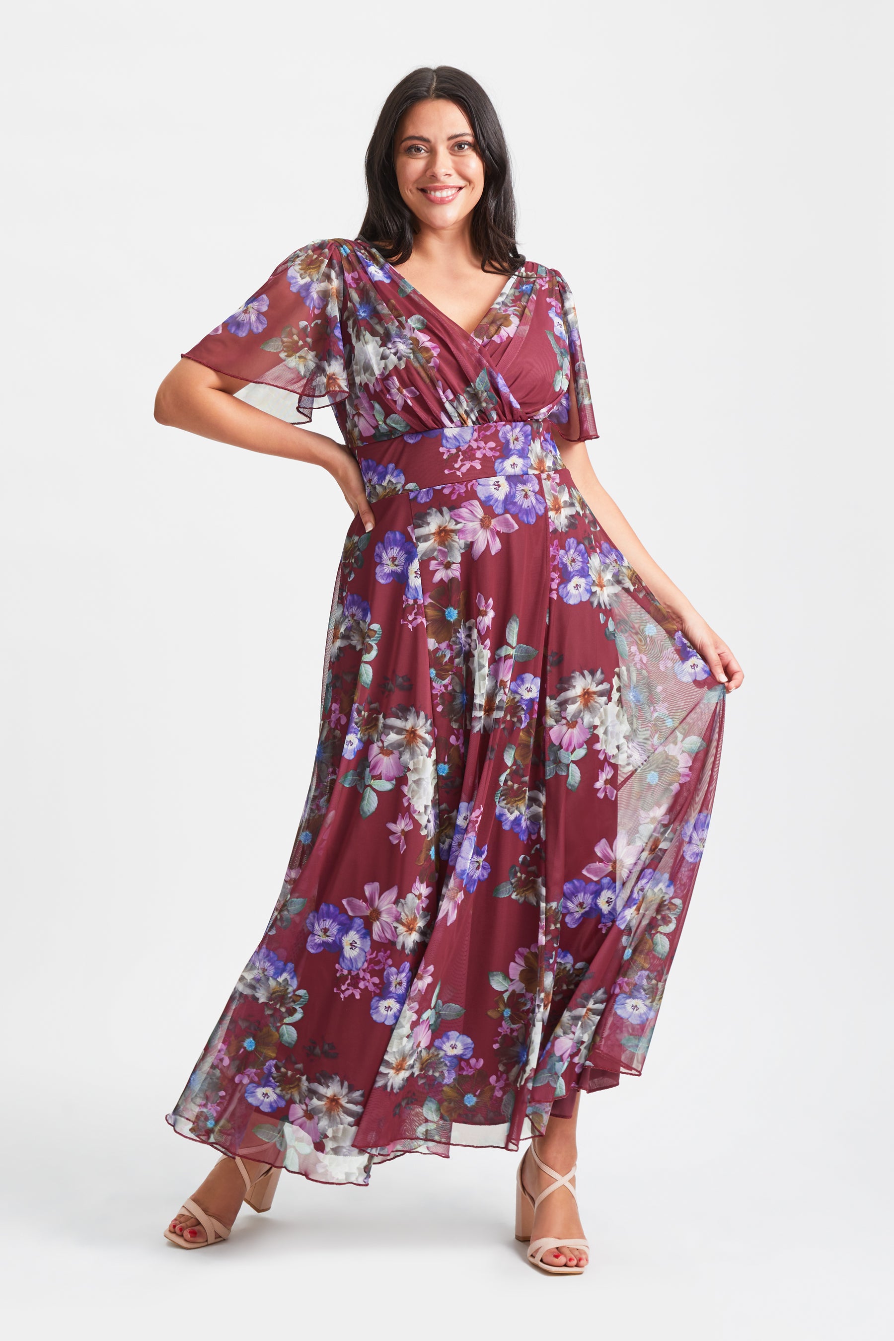 Isabelle Claret Multi Float Sleeve Maxi Dress – Scarlett & Jo