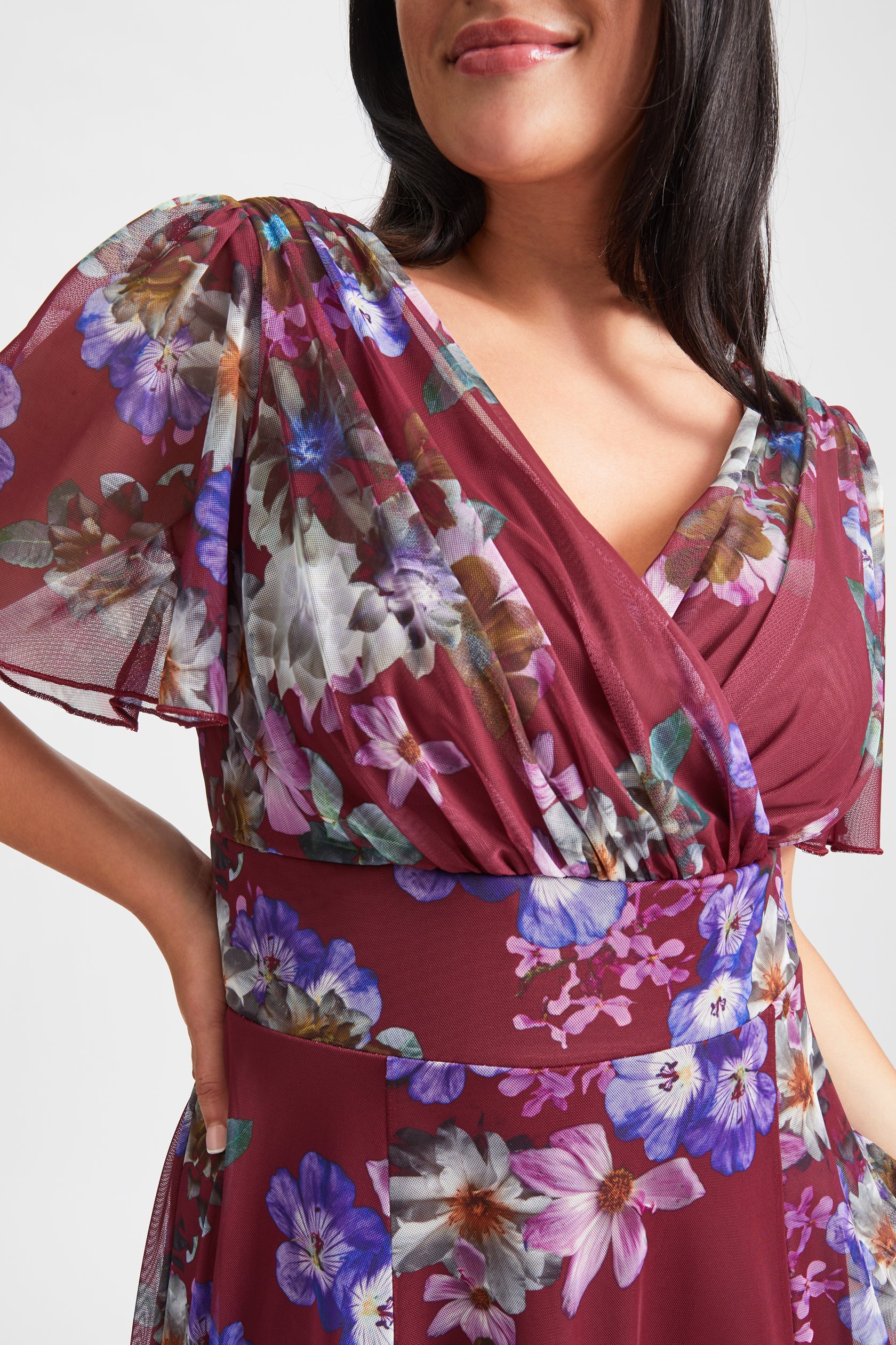 Isabelle Claret Multi Float Sleeve Maxi Dress – Scarlett & Jo