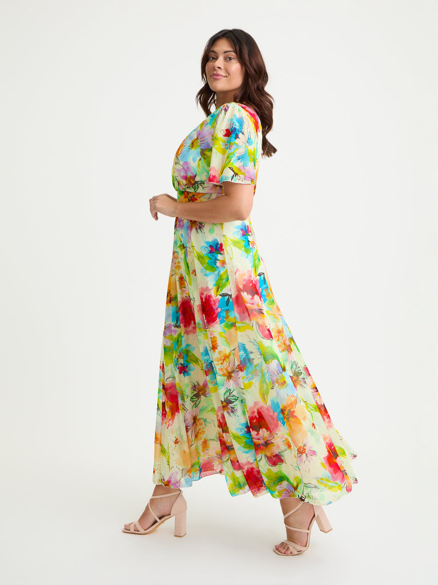 Isabelle Ivory Multicolour Float Sleeve Maxi Dress – Scarlett & Jo