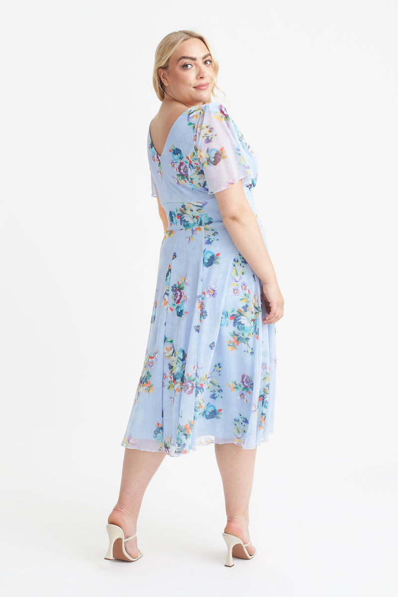 Victoria Light Blue Angel Sleeve Mesh Midi Dress – Scarlett & Jo