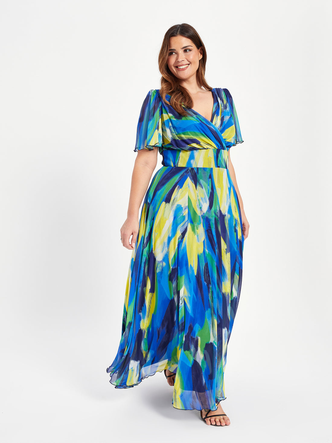 Isabelle Blue Yellow Float Sleeve Maxi Dress – Scarlett & Jo