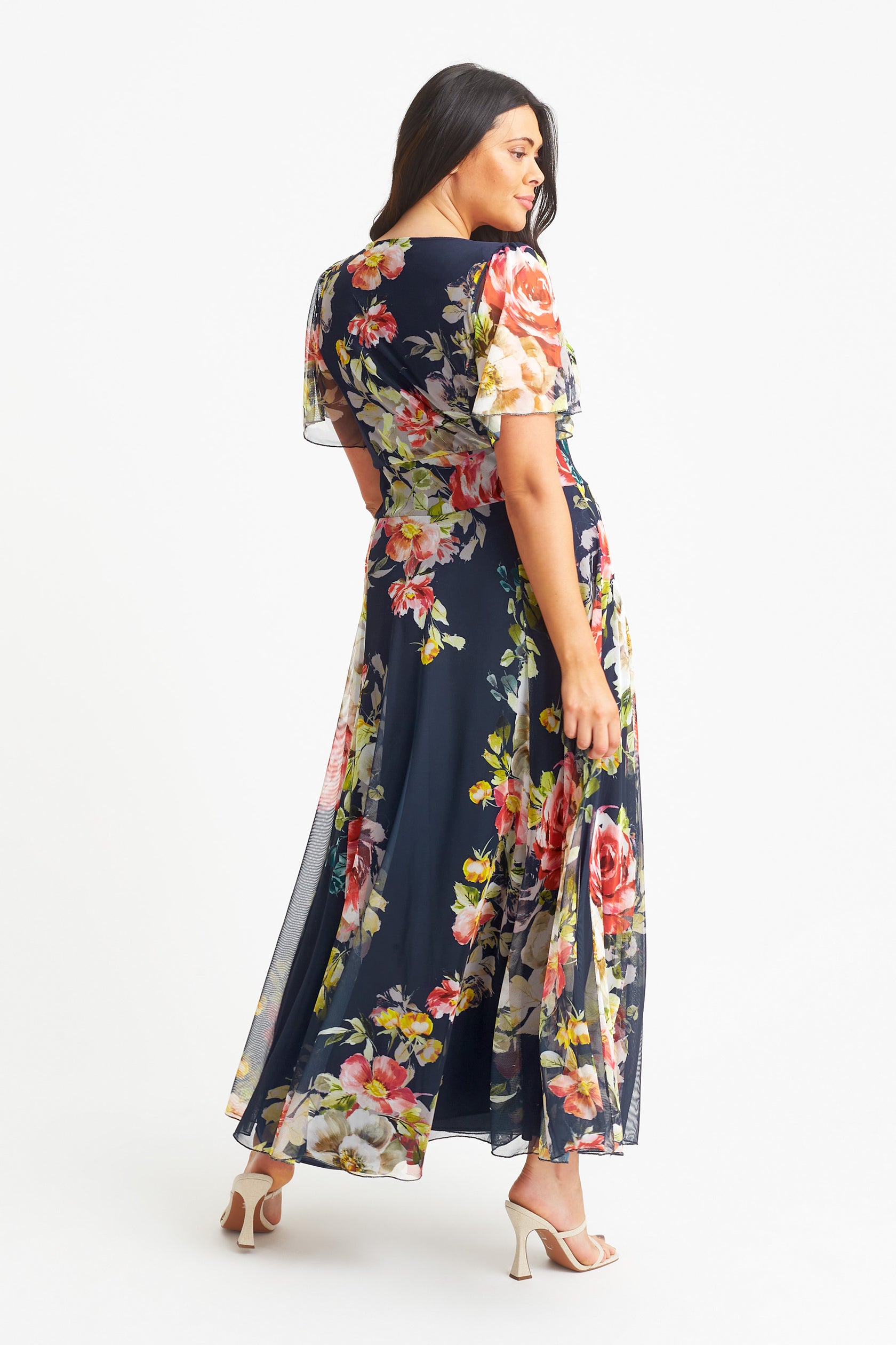 Kemi Navy Red Print Bolero Wrap Bodice Maxi Gown – Scarlett & Jo