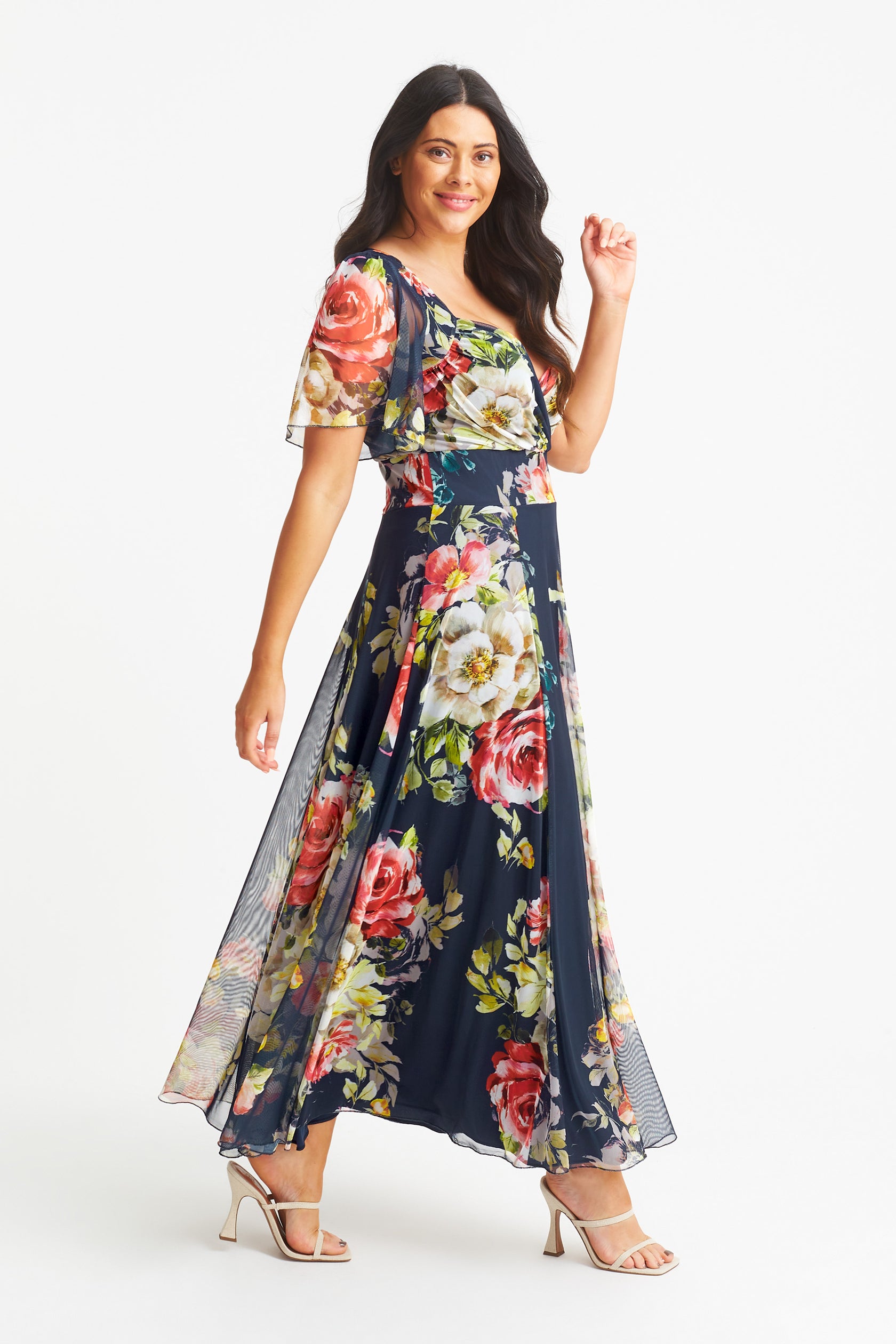Kemi Navy Red Print Bolero Wrap Bodice Maxi Gown – Scarlett & Jo