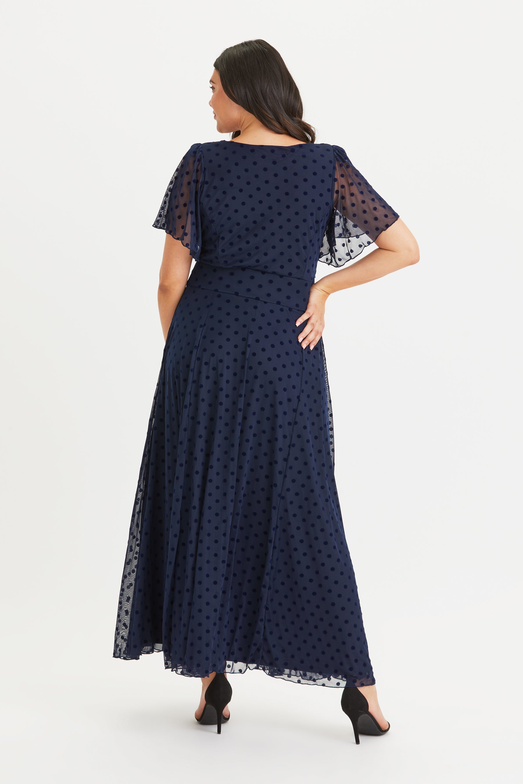 Kemi Navy Velvet Lollidot Bolero Wrap Bodice Maxi Gown – Scarlett & Jo