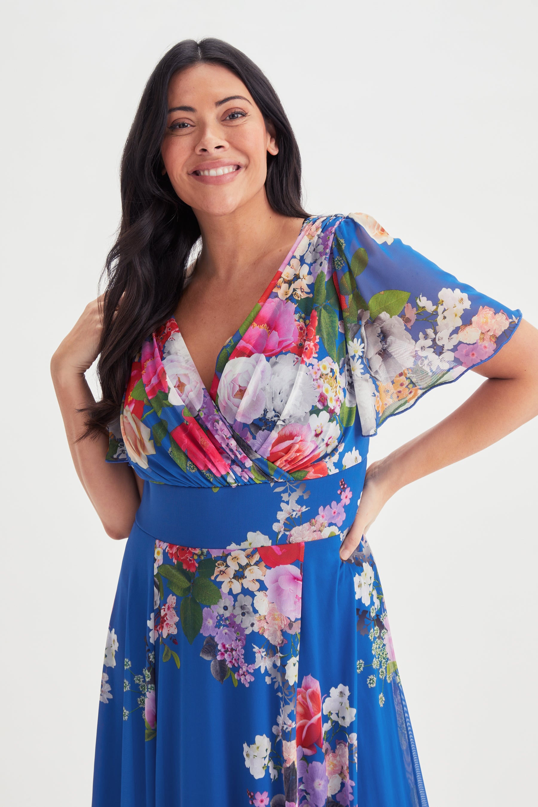 Isabelle Royal Blue Multi Float Sleeve Maxi Dress – Scarlett & Jo