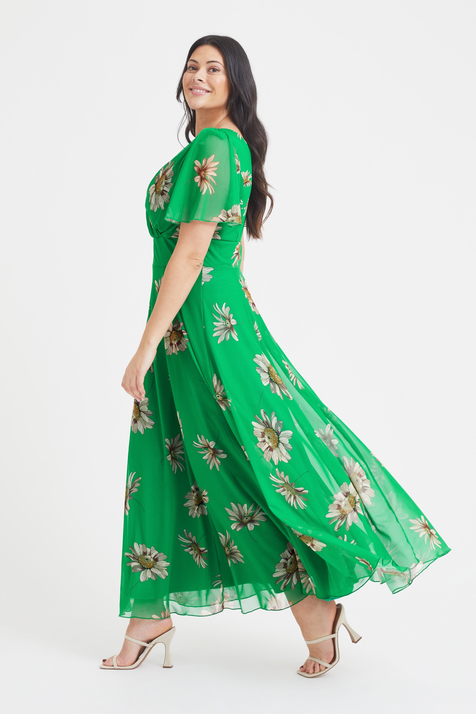 Isabelle Green Sunflower Float Sleeve Maxi Dress – Scarlett & Jo
