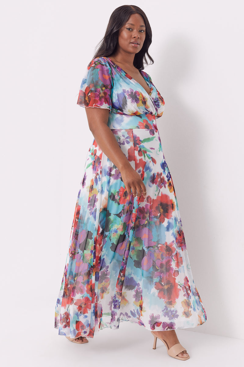 Isabelle White Multi Float Sleeve Maxi Dress – Scarlett & Jo