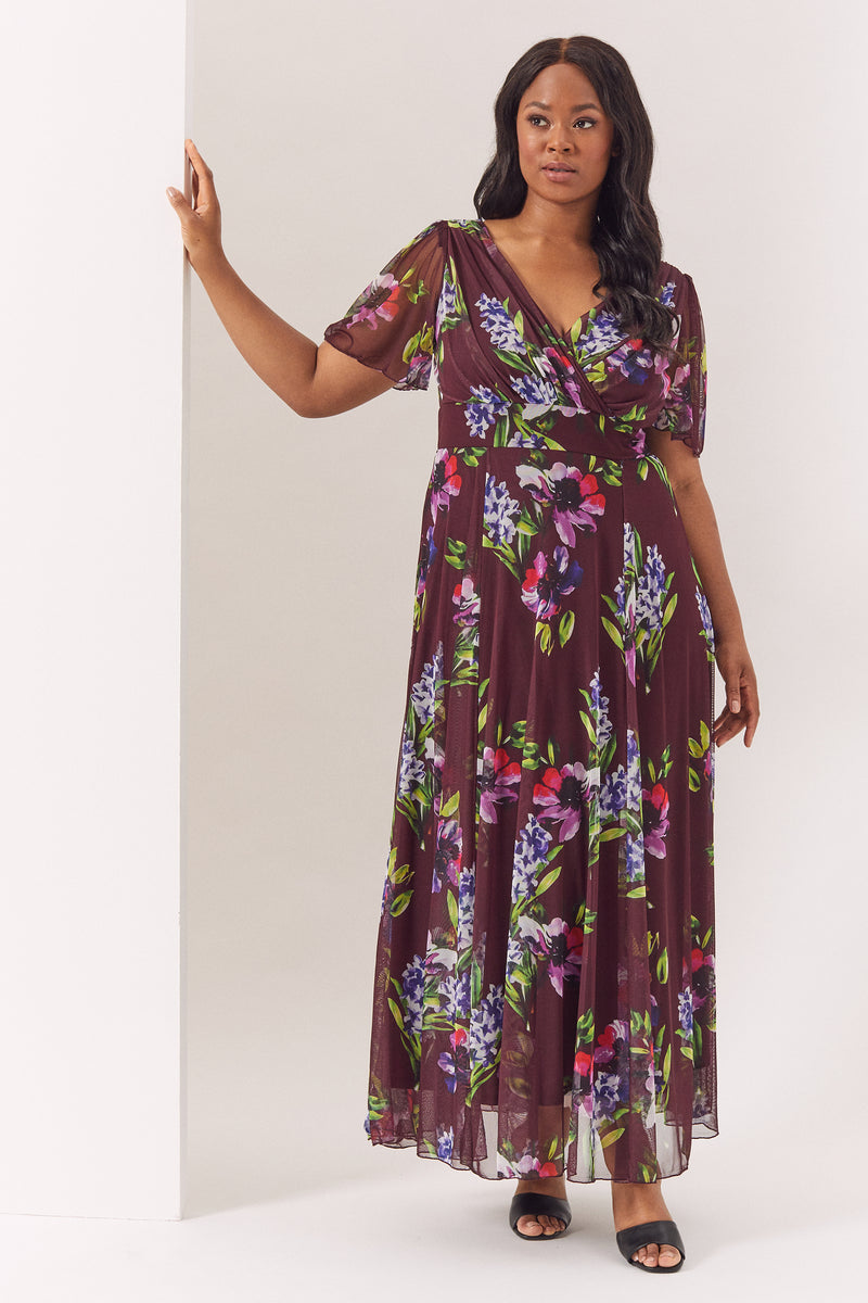 Isabelle Ruby Multi Float Sleeve Maxi Dress – Scarlett & Jo