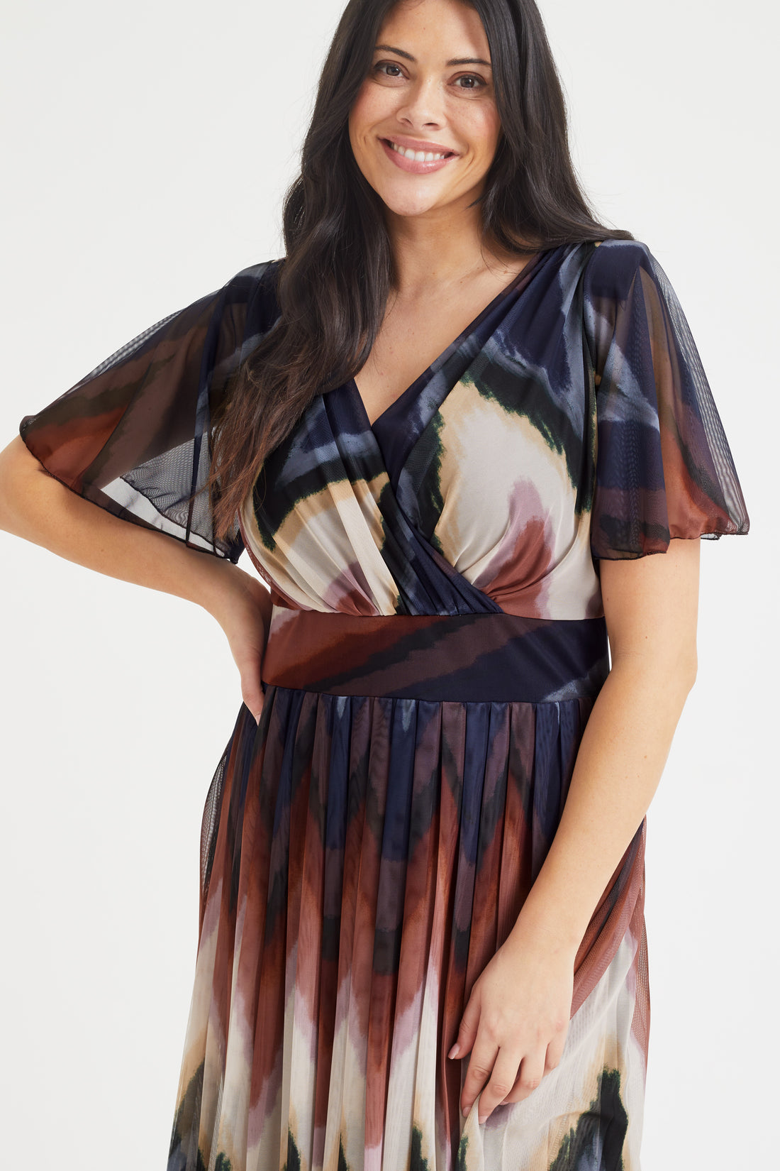 Cleo French Geometric Print Knife Pleated Skirt Midi Dress – Scarlett & Jo